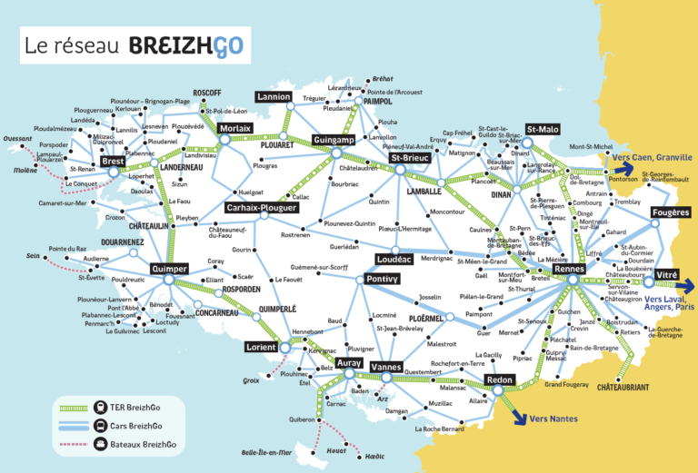 Carte du réseau BREIZHGO – gar pondi